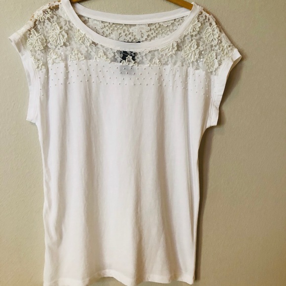 Grace Elements | Tops | Grace Elements Embellished White Crisp Tee ...